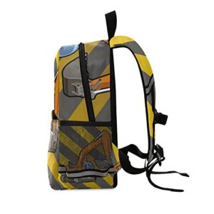 Excavator Yellow Gray Twill Kid's Toddler Backpack for Boys Girls Mini Schoolbag Preschool Nursery Travel Bag