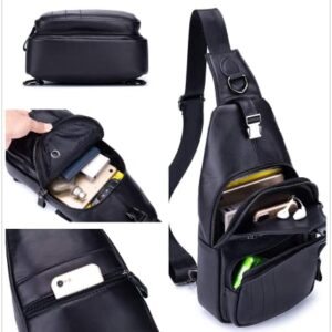 Leather Sling Bag Small Purse for Men Women Crossbady Bag Chest Bags Shoulder Backpack Cross Body Man Womens Water Resistant Vintage