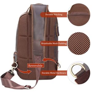 Polare Full Grain Leather Sling Chest Bag For Men Crossbody Travel Hiking School College Daypack