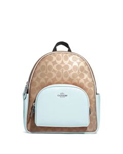 coach women’s court backpack (signature canvas – khaki – powder blue), one size