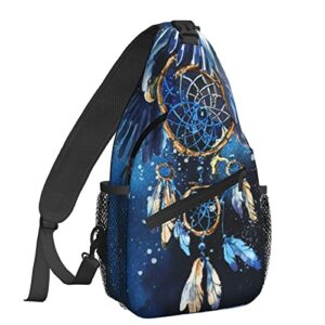 dujiea crossbody backpack for men women sling bag, dream catcher with eagle chest bag shoulder bag lightweight one strap backpack multipurpose travel hiking daypack