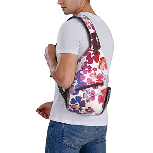 ASEELO Hawaiian Flower Print Crossbody Bag Sling Bag Multipurpose Travel Backpack For Men And Women