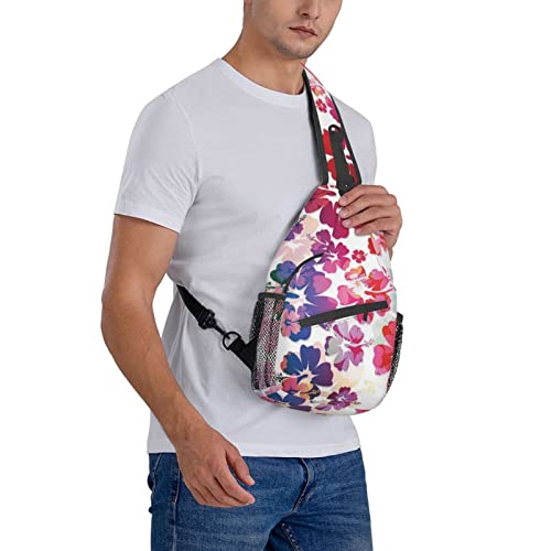 ASEELO Hawaiian Flower Print Crossbody Bag Sling Bag Multipurpose Travel Backpack For Men And Women