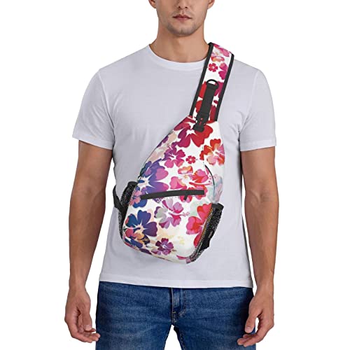 ASEELO Hawaiian Flower Print Crossbody Bag Sling Bag Multipurpose Travel Backpack For Men And Women