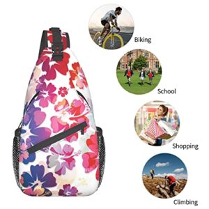 ASEELO Hawaiian Flower Print Crossbody Bag Sling Bag Multipurpose Travel Backpack For Men And Women