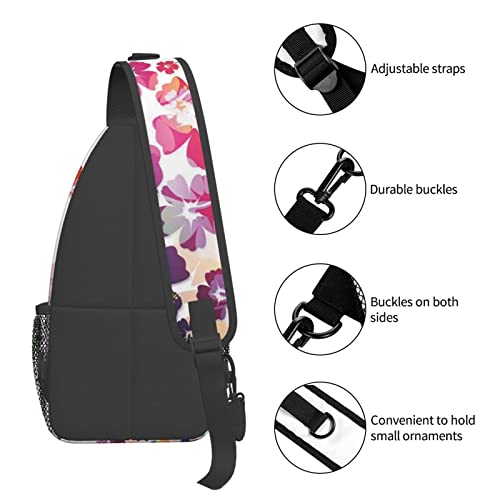 ASEELO Hawaiian Flower Print Crossbody Bag Sling Bag Multipurpose Travel Backpack For Men And Women