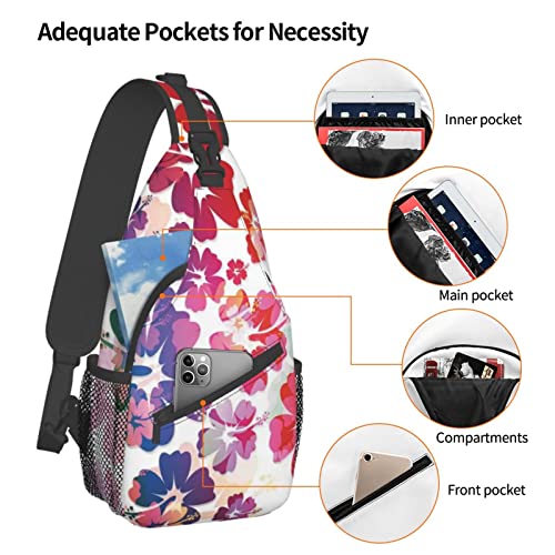 ASEELO Hawaiian Flower Print Crossbody Bag Sling Bag Multipurpose Travel Backpack For Men And Women