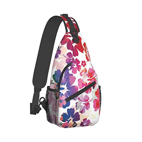 ASEELO Hawaiian Flower Print Crossbody Bag Sling Bag Multipurpose Travel Backpack For Men And Women