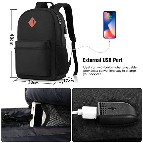 YAMTION 17inch Backpack for School Business Travel,Computer Bookbag Schoolbag for Work Office College High School Teen Men Boy Women Girl