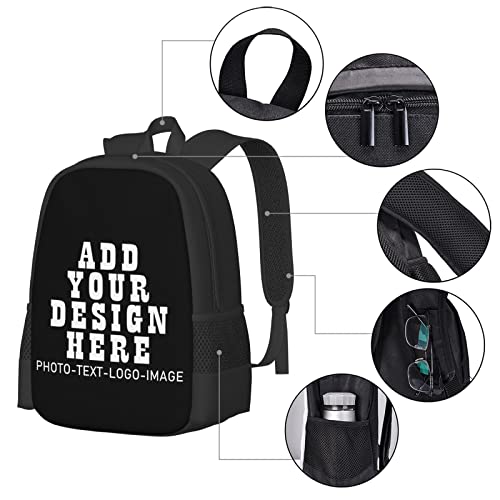 Custom Backpac Customize Travel Laptop Backpack Personalized, Add Your Own Text Image Briefcase Laptop School Bag,16.5 X 12.5 X 5.5 Inch Black Backpack