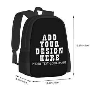 Custom Backpac Customize Travel Laptop Backpack Personalized, Add Your Own Text Image Briefcase Laptop School Bag,16.5 X 12.5 X 5.5 Inch Black Backpack