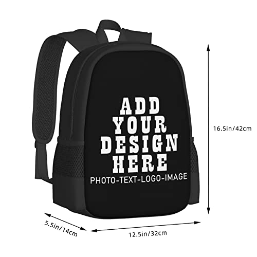 Custom Backpac Customize Travel Laptop Backpack Personalized, Add Your Own Text Image Briefcase Laptop School Bag,16.5 X 12.5 X 5.5 Inch Black Backpack