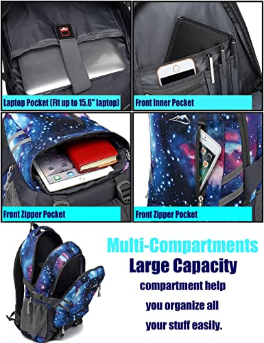 Kountan Laptop Backpack for School College Travel Business , Computer Bookbag Bag with USB Charging Port , Anti Theft Laptop Backpack Fits 15.6 Inch Notebook, Gifts for Men & Women(Galaxy) One Size