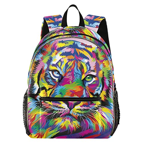 Tiger Animal Color Backpack for Teen Girls Boys,Elementary Kids School Bookbag with LED Lights 2021587 One Size