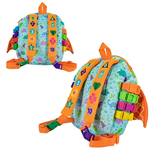 Buckle Toys - Breezy Pterodactyl Dinosaur Backpack - Educational Pre-K Learning Activity Toy - Develop Fine Motor Skills - Great Gift for Toddlers and Kids