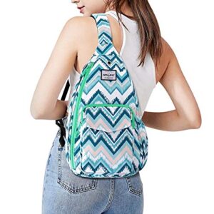 HAWEE Sling Shoulder Bag for Women Anti-Water Crossbody Backpack Sport Daypack, Light Blue Wave