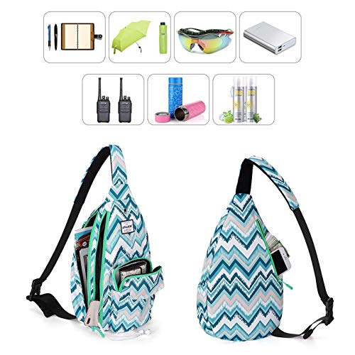 HAWEE Sling Shoulder Bag for Women Anti-Water Crossbody Backpack Sport Daypack, Light Blue Wave