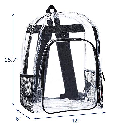 Clear Backpack, Heavy Duty See Through Backpack, Transparent Large Bookbag for College, Work, Security Travel & Sports