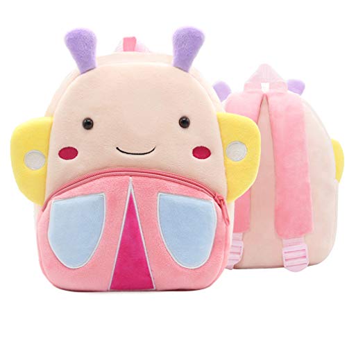 Ladyzone Toddler Backpack Zoo Animals Backpacks Cute Plush Bag Cartoon 10" Preschool Book Bag For 1-6 Years Girls Boys (Butterfly)