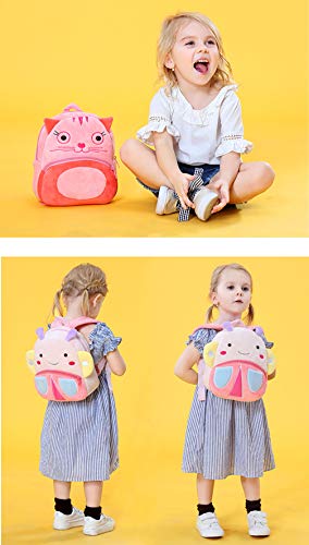 Ladyzone Toddler Backpack Zoo Animals Backpacks Cute Plush Bag Cartoon 10" Preschool Book Bag For 1-6 Years Girls Boys (Butterfly)