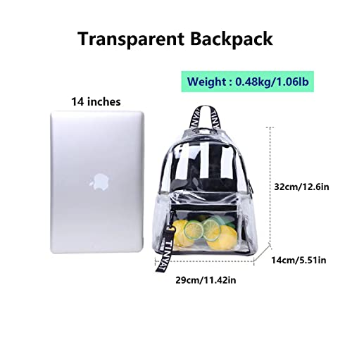 Clear small Backpack Transparent Thicker durable PVC Backpacks for Adults for School, Security, Sporting Events