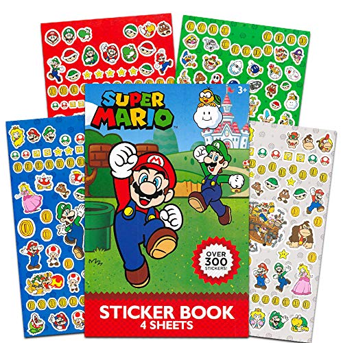 Super Mario Backpack for Kids - 16" Mario and Luigi Backpack Bundle with Over 300 Mario Stickers, Superhero Stampers, and More (Super Mario Backpack for Boys)