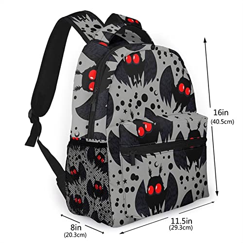 Mothman Silver Night Backpack Large Capacity School Book Bag Laptop Backpacks Lightweight Travel Bookbag Adult Daypack