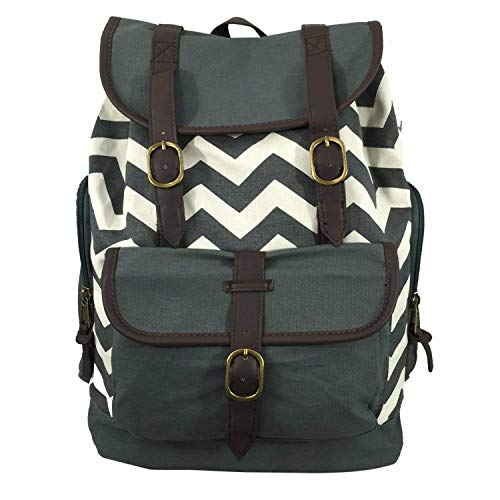 K-Cliffs Travel Laptop Backpack Canvas School Bookbag Casual School Daypack Rucksack Grey Chevron