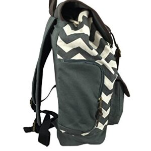 K-Cliffs Travel Laptop Backpack Canvas School Bookbag Casual School Daypack Rucksack Grey Chevron