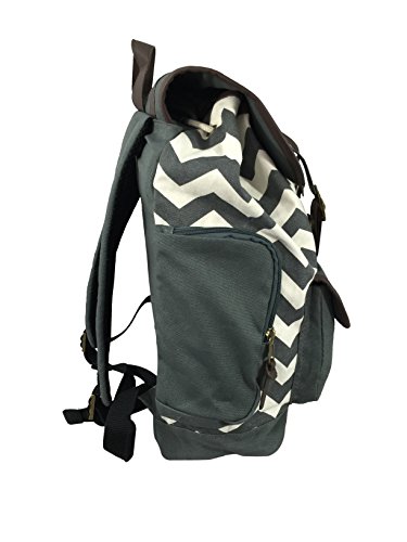 K-Cliffs Travel Laptop Backpack Canvas School Bookbag Casual School Daypack Rucksack Grey Chevron