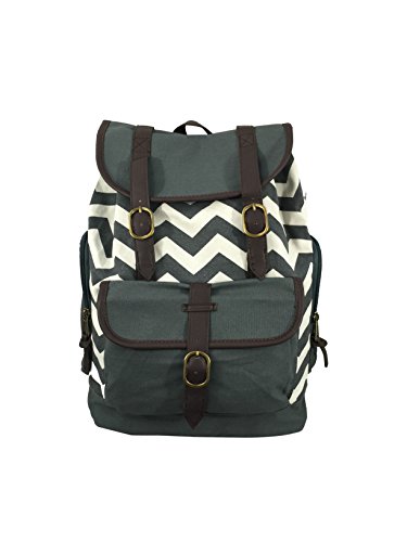 K-Cliffs Travel Laptop Backpack Canvas School Bookbag Casual School Daypack Rucksack Grey Chevron