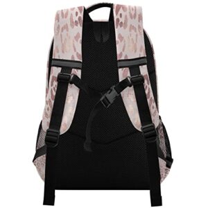 Rose Gold Leopard Print Pink Backpacks Travel Laptop Daypack School Book Bag for Men Women Teens Kids