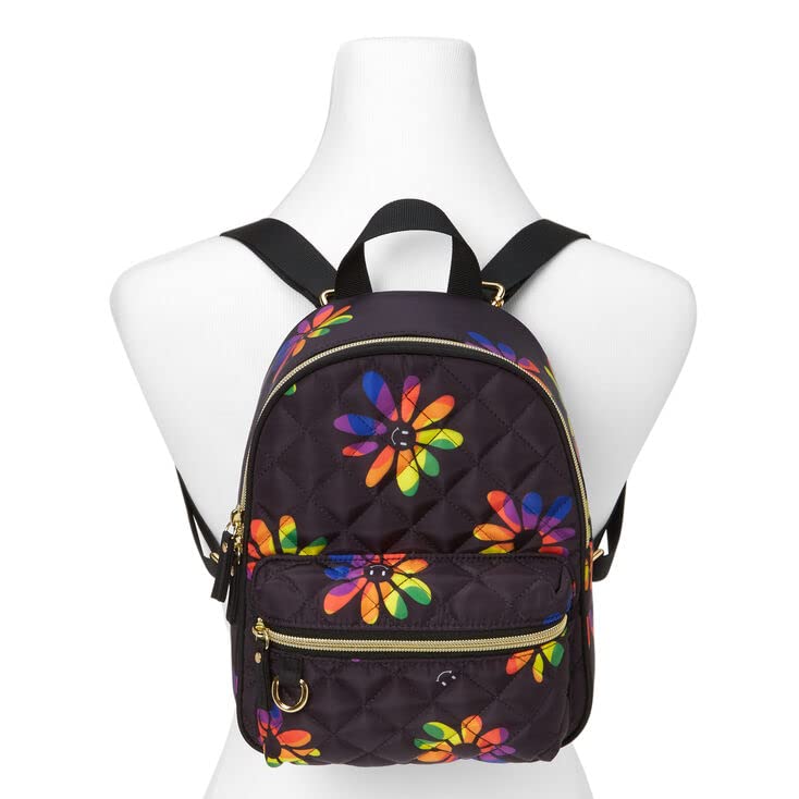 Claire's Small Backpack Purse - Cute Backpack for Little Girls, Teens, and Women Rainbow Daisy Quilted Small Backpack