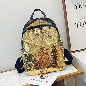 GANYGLE Sequin bag leisure travel backpack campus student schoolbag Holographic bag (Yellow)