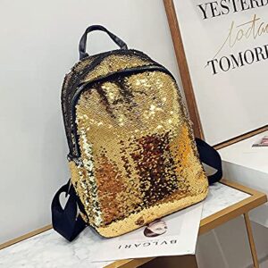 GANYGLE Sequin bag leisure travel backpack campus student schoolbag Holographic bag (Yellow)