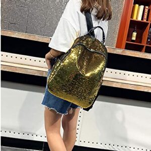 GANYGLE Sequin bag leisure travel backpack campus student schoolbag Holographic bag (Yellow)