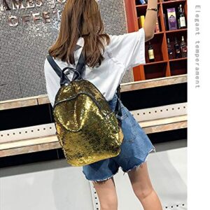 GANYGLE Sequin bag leisure travel backpack campus student schoolbag Holographic bag (Yellow)