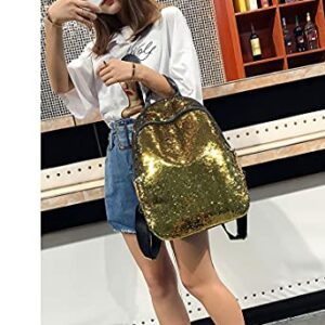 GANYGLE Sequin bag leisure travel backpack campus student schoolbag Holographic bag (Yellow)