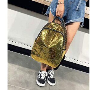 GANYGLE Sequin bag leisure travel backpack campus student schoolbag Holographic bag (Yellow)