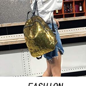 GANYGLE Sequin bag leisure travel backpack campus student schoolbag Holographic bag (Yellow)