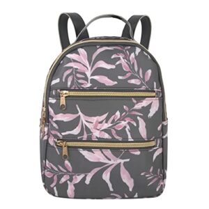 Emma & Chloe Mini Travel Backpack Purse for Women, Teens, Girls for School, Work | Multi Pocket Vegan Leather Mini Backpack (Grey Floral)