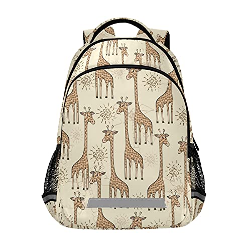 MNSRUU School Backpack with Chest Strap, Animal Cute Giraffe Laptop Backpack, Travel Hiking Backpack for Boys Girls, Rucksack, Knapsack One Size