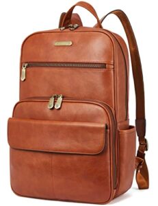 bostanten mens laptop backpack genuine leather 15.6 inch computer bag business work travel daypack vintage large shoulder bag