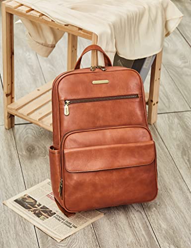 BOSTANTEN Mens Laptop Backpack Genuine Leather 15.6 inch Computer Bag Business Work Travel Daypack Vintage Large Shoulder Bag