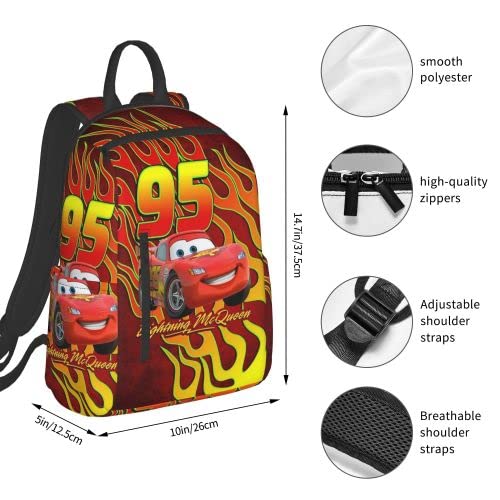 Lightning McQueen Boys Girls Travel Laptop Backpack Large Capacity Durable Casual Travel Backpack