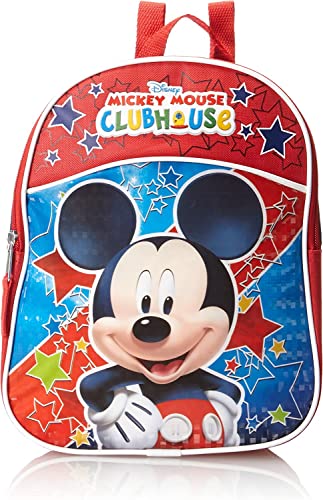 Fast Forward Mickey Mouse Mini Backpack for Boys - Bundle with 11” Mickey Mouse Preschool Backpack, Mickey Stickers, Door Hanger | Mickey Mouse Backpack for Toddler Boys