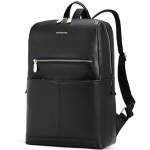 bostanten leather laptop backpack for women 15.6 inch computer bag college shoulder bag casual daypack travel bag