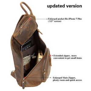 Polare Full Grain Leather Vintage Sling Bag For Men Outdoor Travel Shoulder Chest Business Casual Daypack