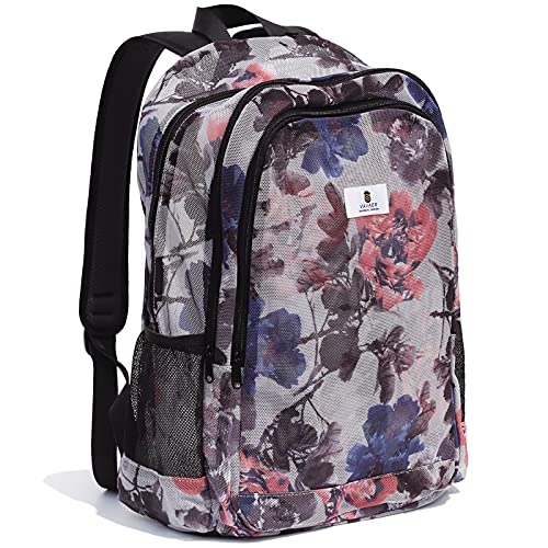 VAVAER Floral Large Mesh Backpack Travel Laptop Backpack College School Computer Bag Beach Bag Multipurpose