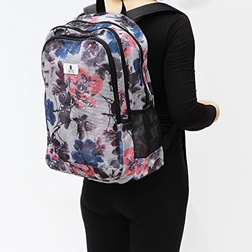 VAVAER Floral Large Mesh Backpack Travel Laptop Backpack College School Computer Bag Beach Bag Multipurpose